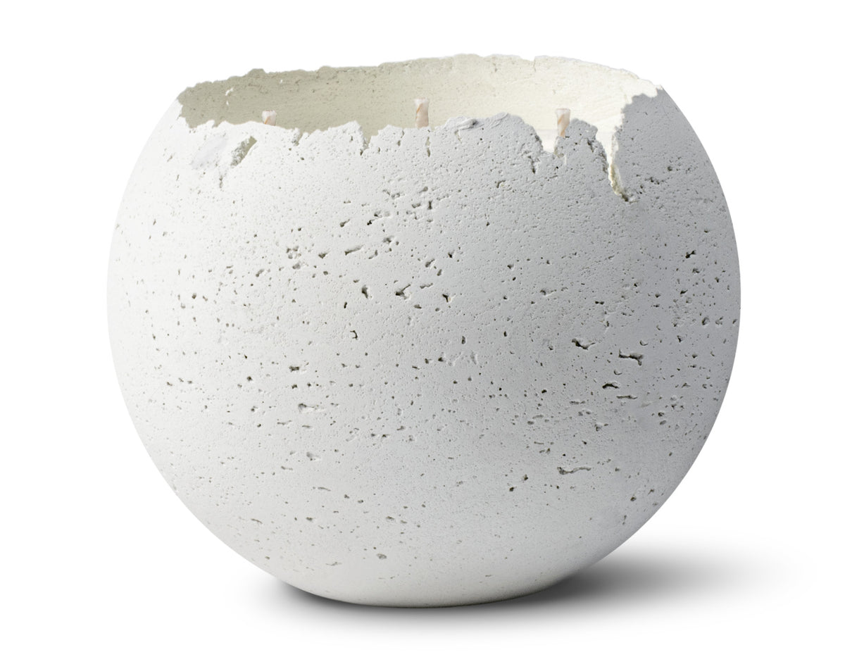 Konzuk - Orbis Large Concrete Candle 3 Wick - White | Provide